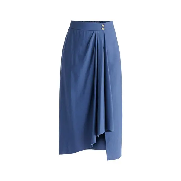 PAISIE Draped Wrap Midi Skirt