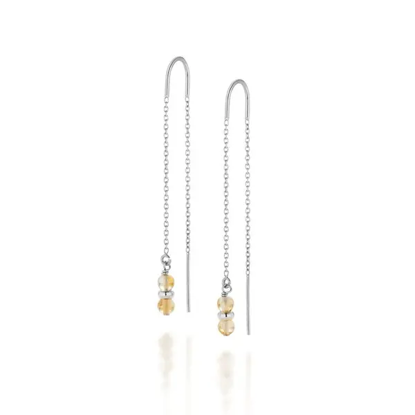 NELLOU JEWELLERY Silver Threader Earrings With Citrine - Silver/yellow