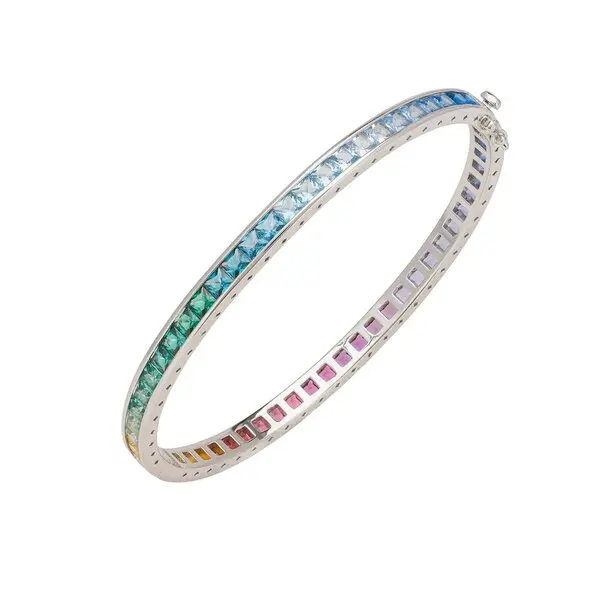 LATELITA Judy Rainbow Cuff Bangle - Silver