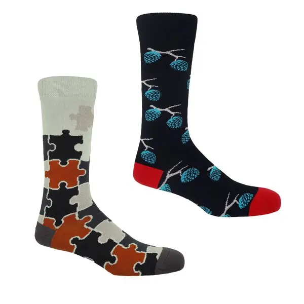 PEPER HAROW - MADE IN ENGLAND Pine & Jigsaw Socks Bundle - Black