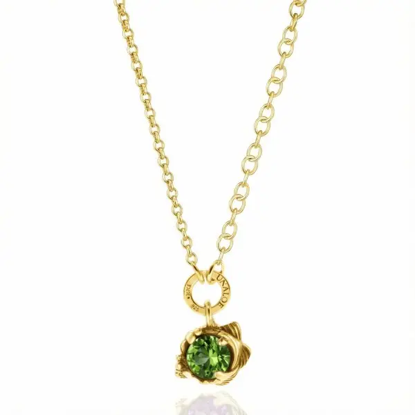 UNALOE Green Zirconia Gold Vermeil Pendant Necklace - Gold/green