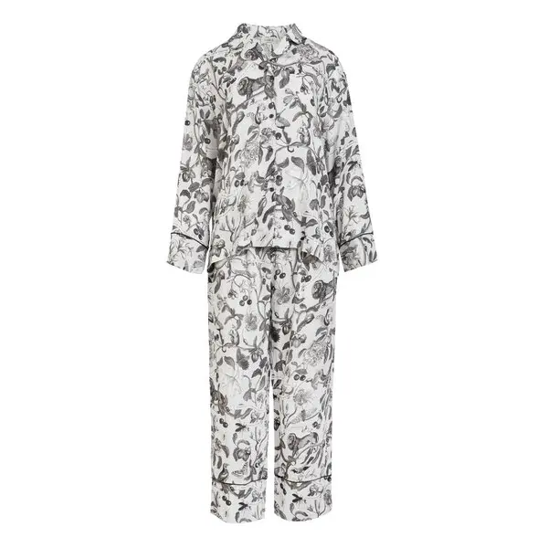 FABLE ENGLAND White / Black Tree Of Life Monochrome Long Pyjamas - White/black