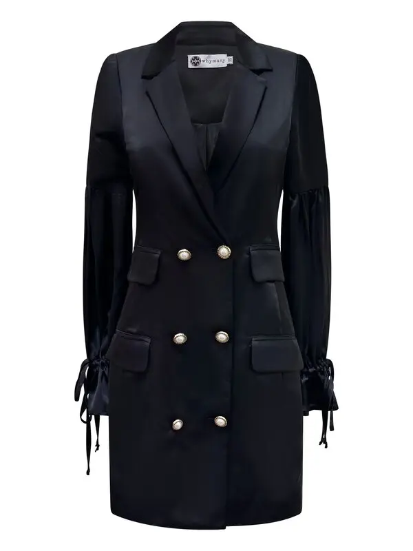 WHY MARY Double-breasted Satin Coat Dress