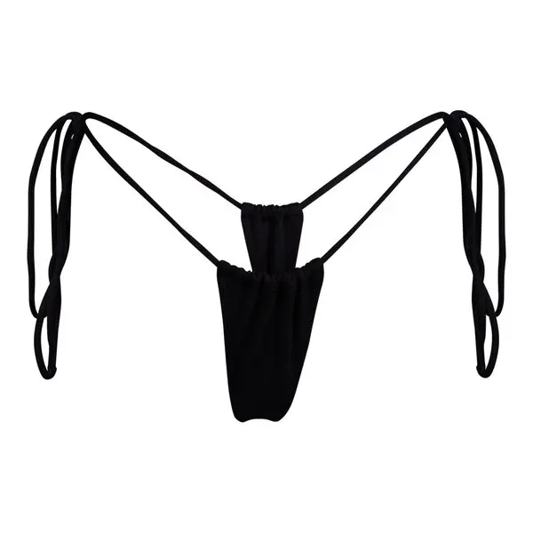 MINIMALE ANIMALE Sanctuary Tassel Thong Bikini Bottom - Black
