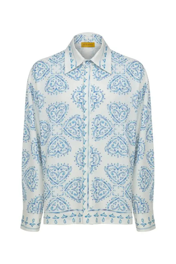 JE TE VEUX Bleu Long Sleeve Shirt - Blue