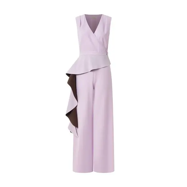 EMMA WALLACE Wrap-front Jumpsuit With Ruffle Detail - Purple