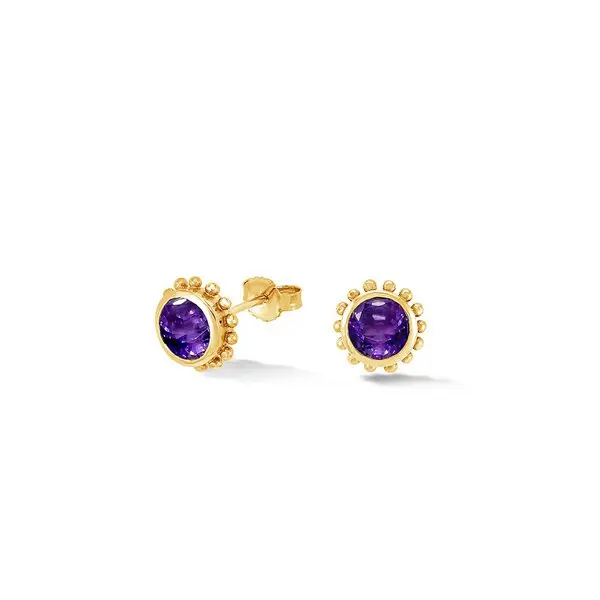 DOWER & HALL Fine Yellow Gold Anemone Stud Earrings With Amethyst - Yellow/gold