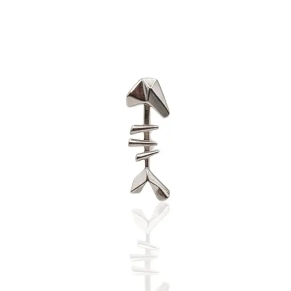 FRENVYRN Sterling Fish Bone Drop Stud Earring - Silver