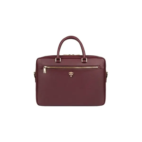 Place Of Ëlms Leather Briefcase With Crest Detail - Red