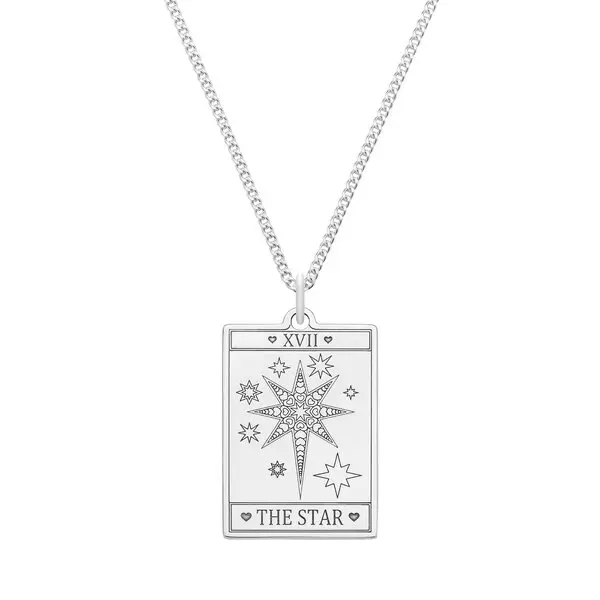 CARTERGORE Small Sterling "the Star" Tarot Card Necklace - Silver