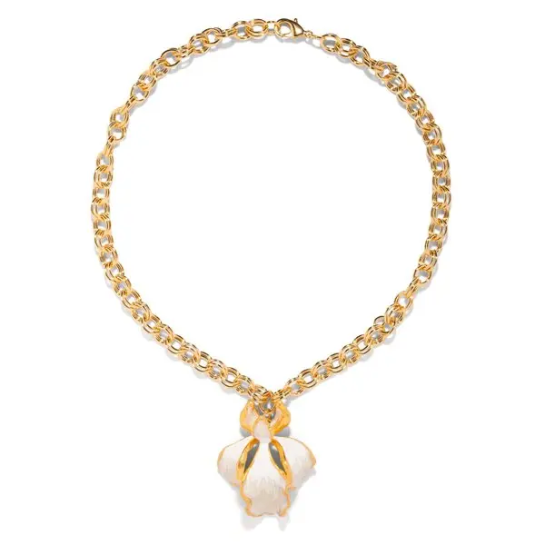 THE PINK REEF Sculpted Iris Pendant Necklace - White
