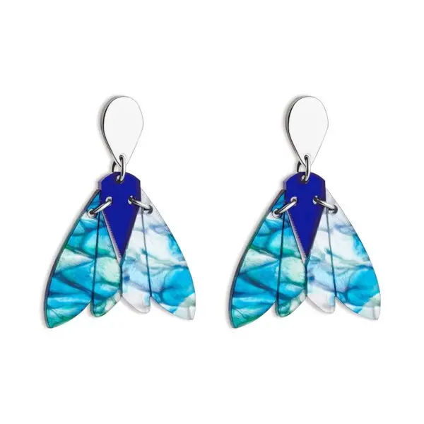 TOOLALLY Gossamer Acrylic Drop Earrings - Blue
