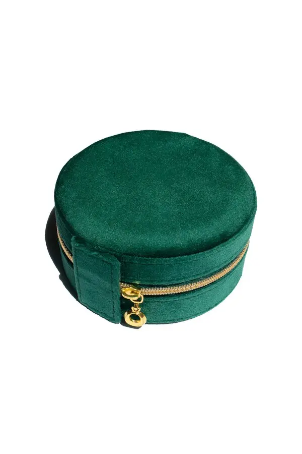 SEREE Round Jewelry Travel Case - Green
