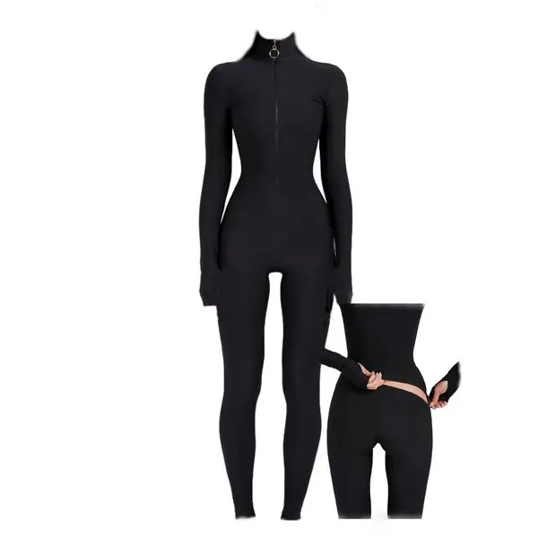MONOSUIT Long Sleeve Turtleneck Zip Up Bodysuit - Black