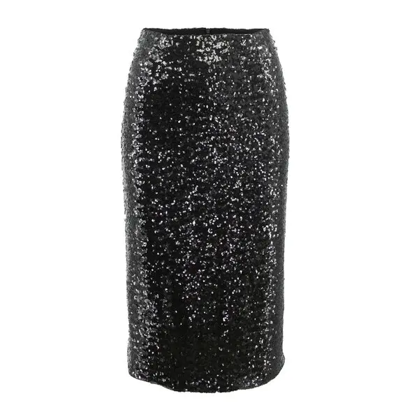 NORIA ANIS Glitz Sequined Midi Pencil Skirt