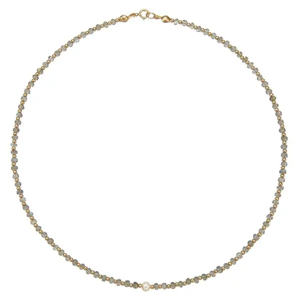 LILY & ROO Labradorite And Pearl Choker - Gold