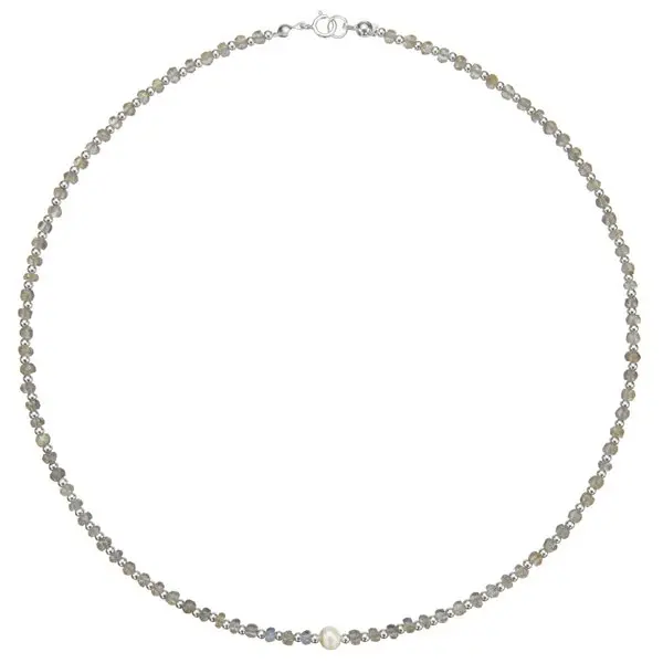 LILY & ROO Labradorite And Pearl Choker - Silver