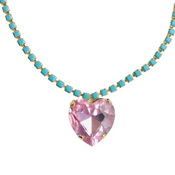 THE PINK REEF Heart Crystal Necklace - Pink