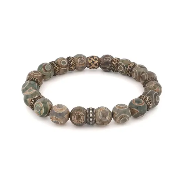 EBRU JEWELRY Inner Power Bronze & Nepal Beaded Bracelet - Brown/silver