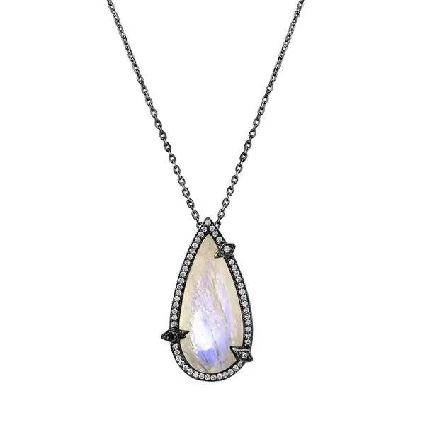 SALLY SKOUFIS Nourish Necklace With Black Diamond And Moonstone - White/black