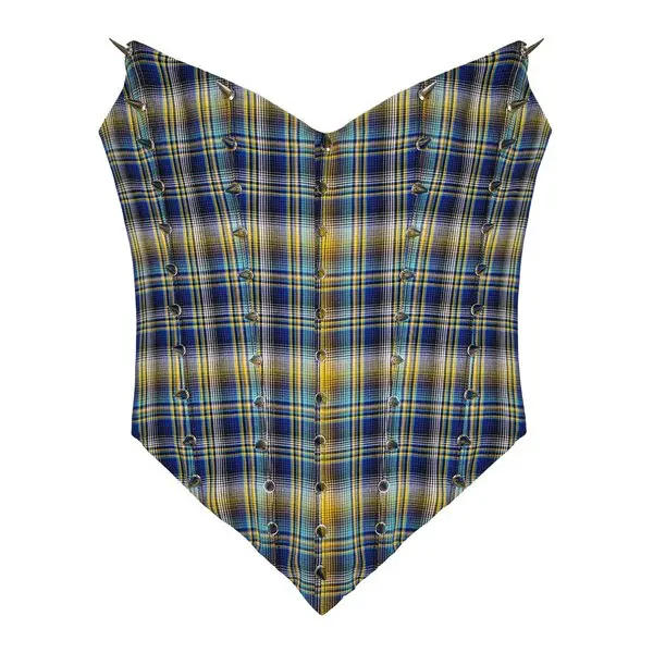 28NATELIER Plaid Spike Embellished Corset
