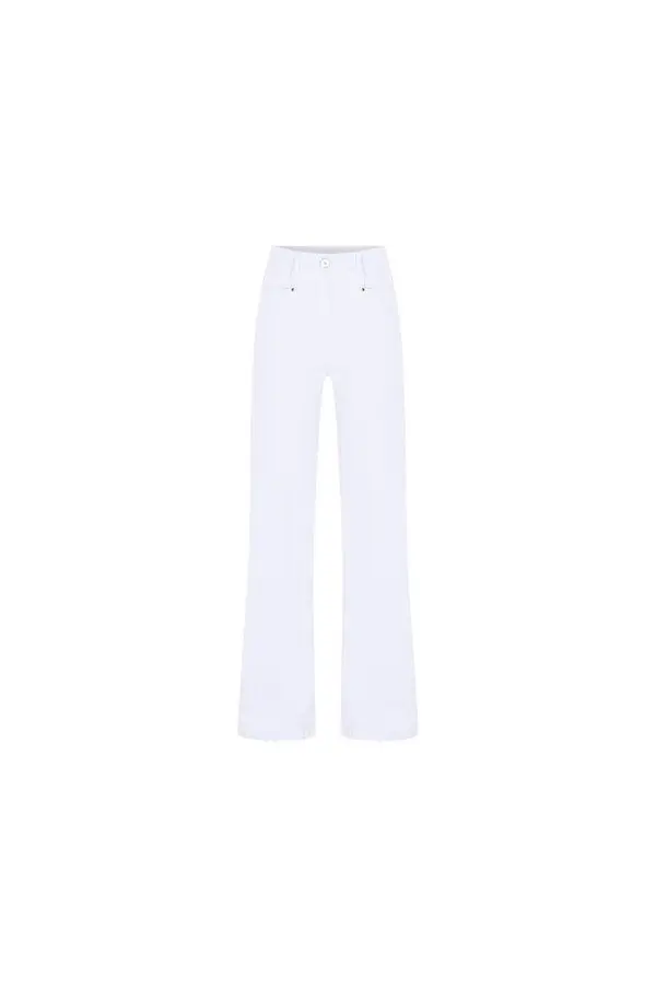 EXQUISE Regular High-waisted Flare Stevie Denim - White