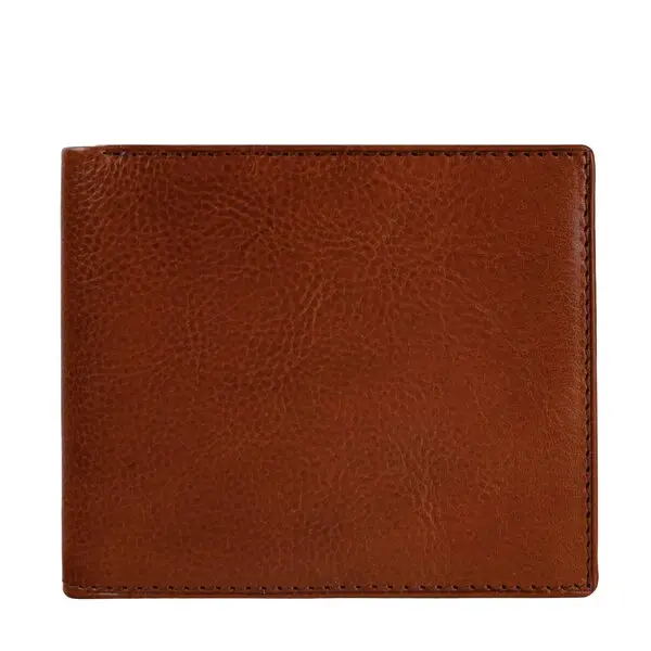 TIME RESISTANCE Cognac Leather Bifold Wallet Daniel - Brown