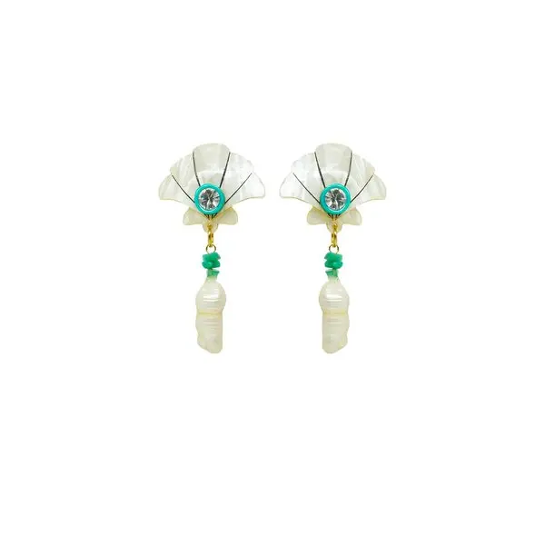 GISSA BICALHO Shell Pendant Earrings - Green