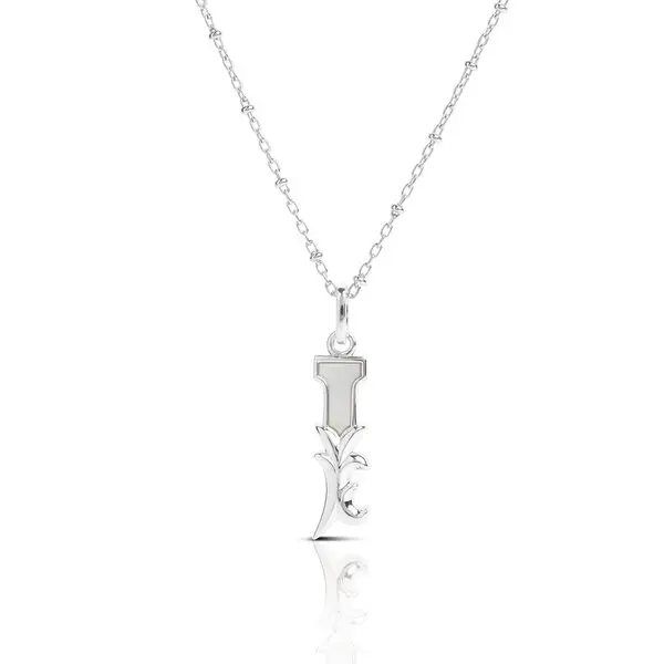 KASUN LONDON Solid I Initial Necklace With Mother Of Pearl - Silver