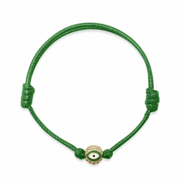 NIALAYA JEWELRY Evil Eye String Bracelet - Green