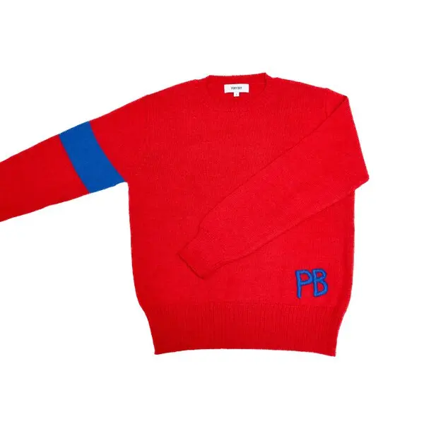THE GILDED COTTAGE Hand-embroidered Alpaca Varsity Sweater