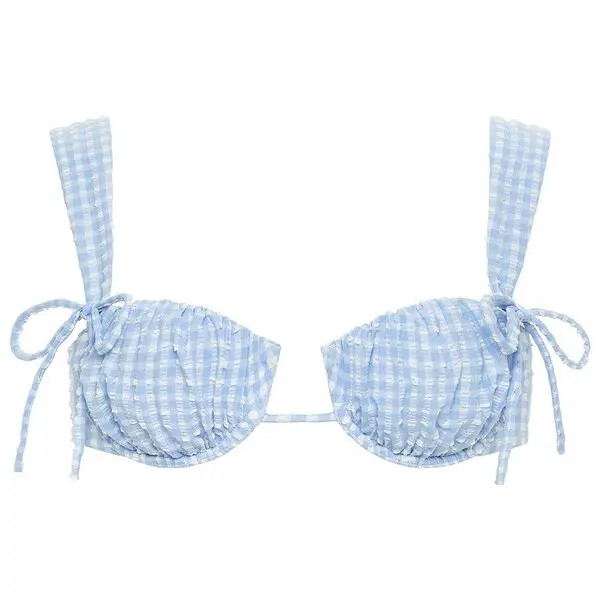 MONTCE Peri Micro Gingham Bikini Top - Blue