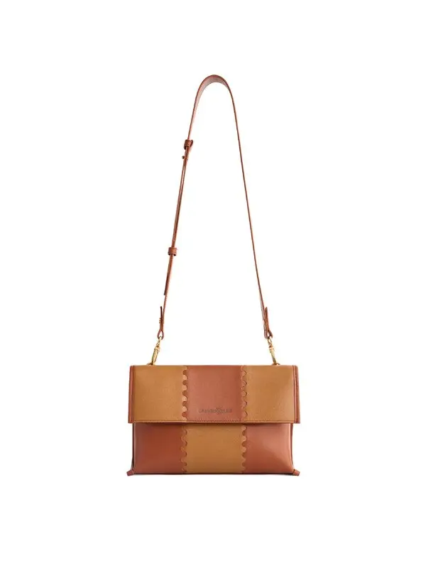 ORANGE CUBE Square Stitch Messenger Bag - Brown