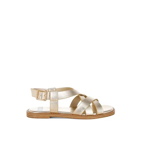 RAG & CO Metallic Leather Buckled Flats