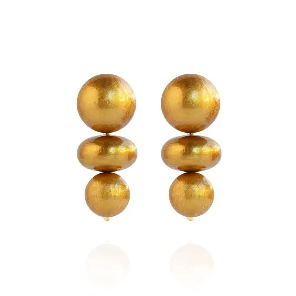 SAULE LABEL Sculptural Spheres Drop Earrings - Gold/yellow