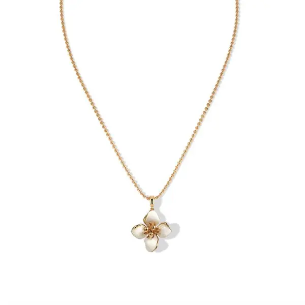 RETRO CHIC Iris Blossom Pendant Necklace - White/gold