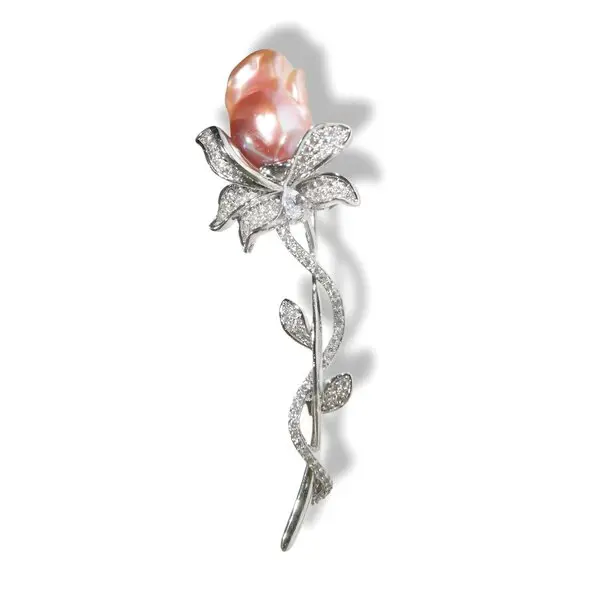 NINEMOO Rosebud Bloom Brooch - Silver