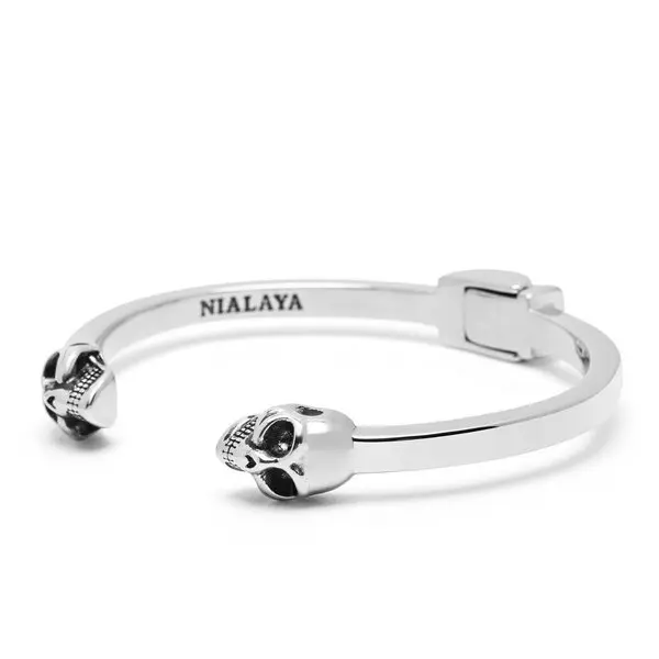 NIALAYA JEWELRY Skull Bangle - Silver