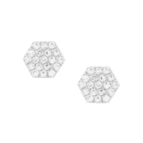 KAMARIA Diamond Hex Stud Earrings - White
