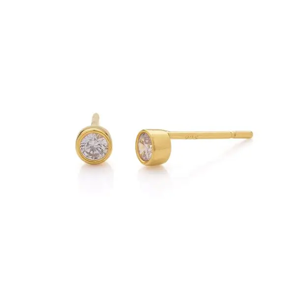 NELLOU JEWELLERY Dot Stud Earrings Plated Sterling Silver - Gold