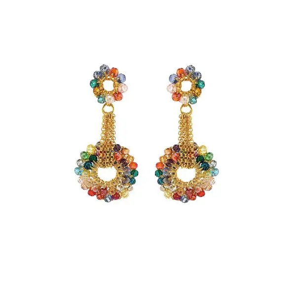 LAVISH BY TRICIA MILANEZE Hand-crocheted Snowdrop Earrings - Brown/yellow