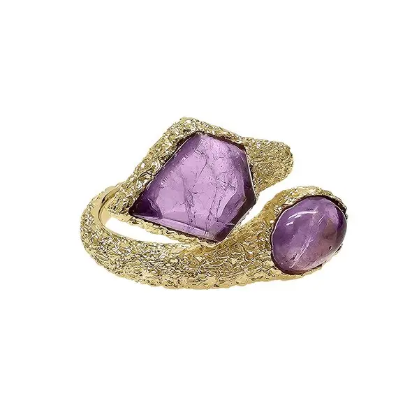 FARRA Amethyst Open Ring - Purple