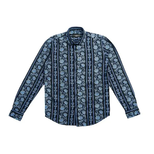 EIGHT X Black / Blue Wild Sapphire Artisan Long Sleeve Button Up Shirt