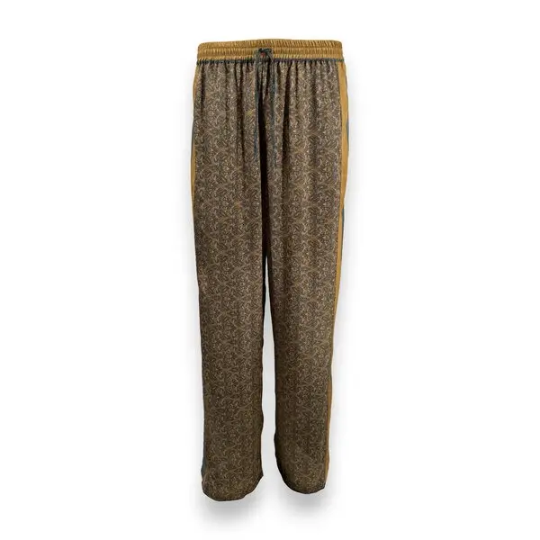 MONZLAPUR NEW YORK Paisley Motif Pant With Stripe - Gold