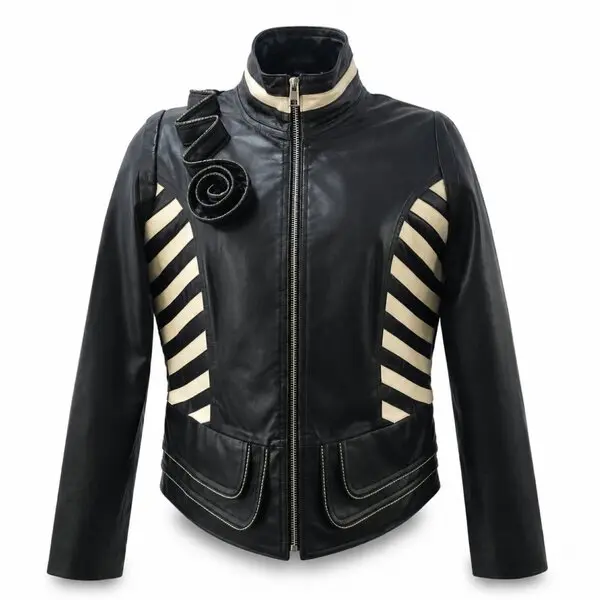 ZASTASTUDIO Flower Biker Leather Jacket - Black