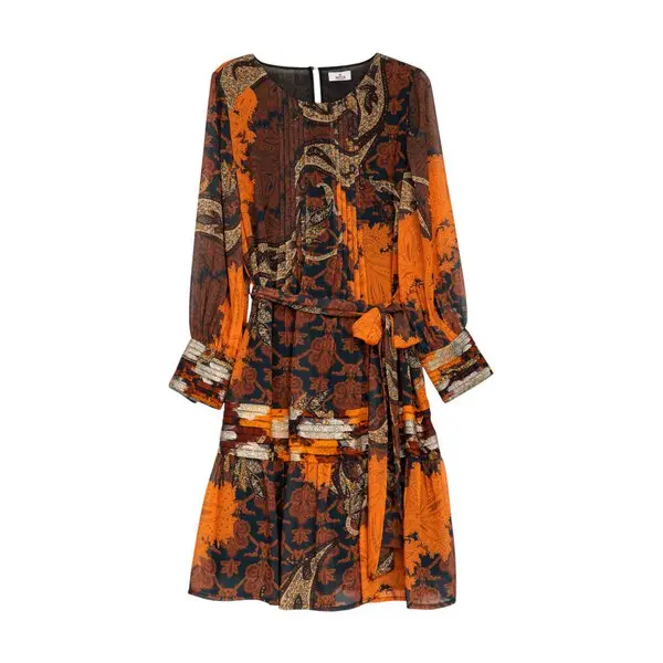 NIZA Short Sleeved Short Dress - Orange