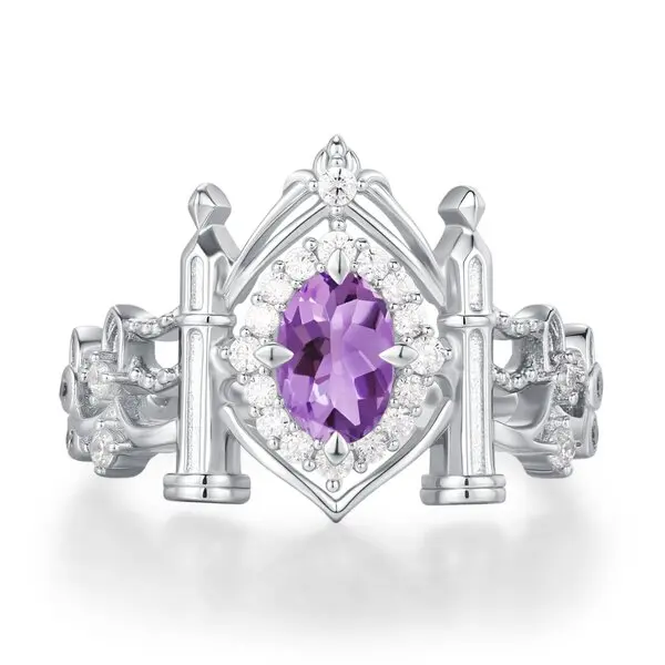 AZURA JEWELRY NEW YORK Sanctum Of Shadows Amethyst Ring - Silver