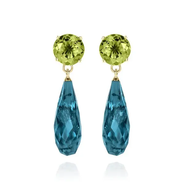 AUGUSTINE JEWELS Topaz And Peridot Drop Earrings - Blue/green/gold