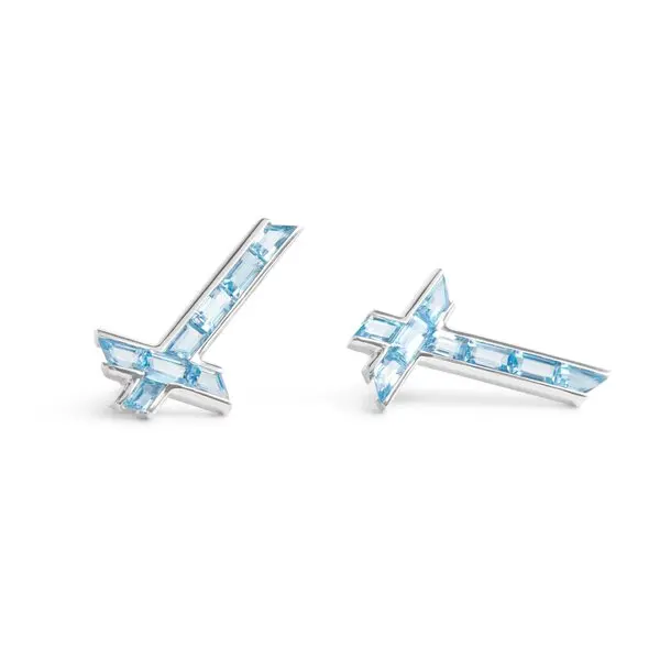 KASUN LONDON Silver And Topaz Star Stud Earrings - Silver/blue