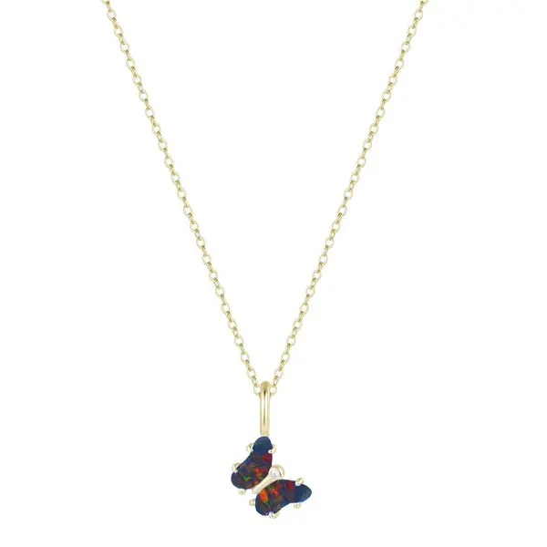 KAMARIA Mini Opal Butterfly Charm Necklace
